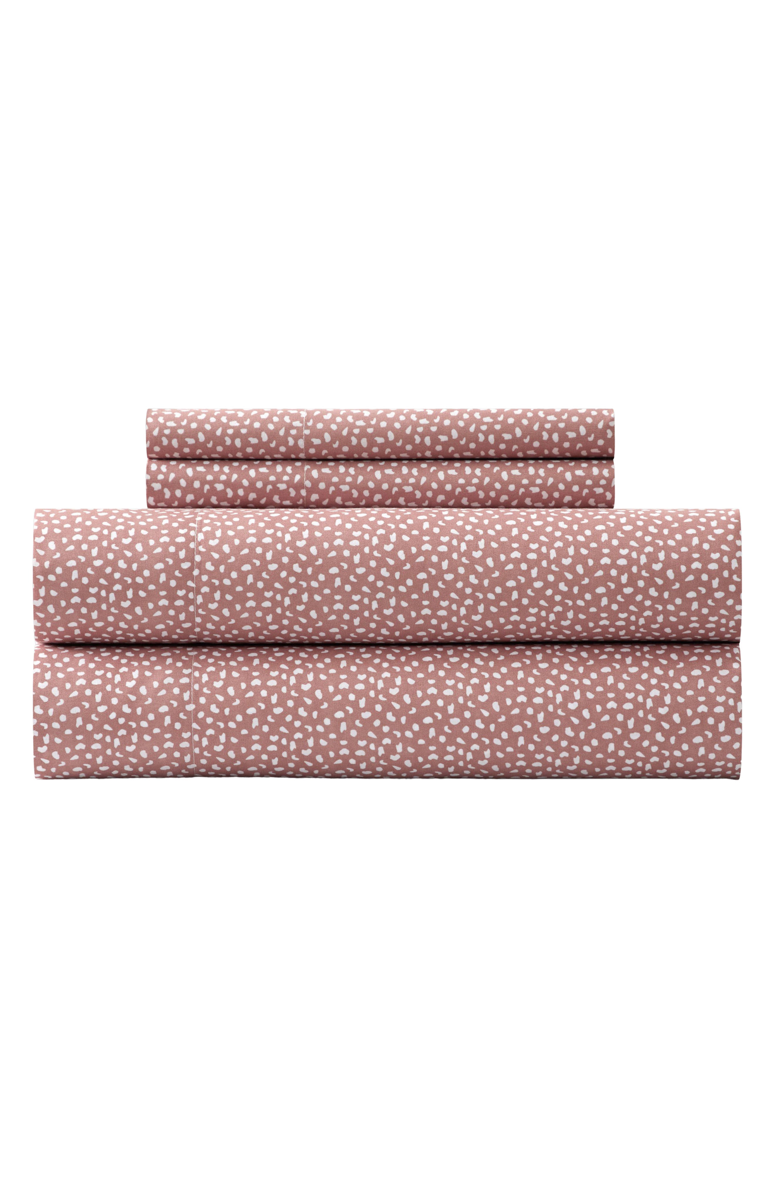 CHIC Reuben Blush & White Spot Microfiber Sheet Set - Queen Size ...