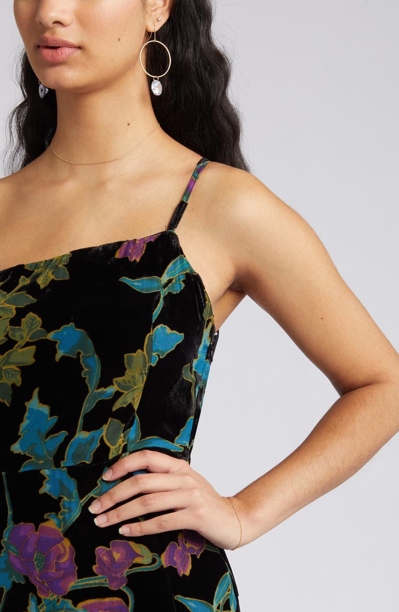 Lulus Luxurious Romance Floral Velvet Burnout One-Shoulder Gown ...