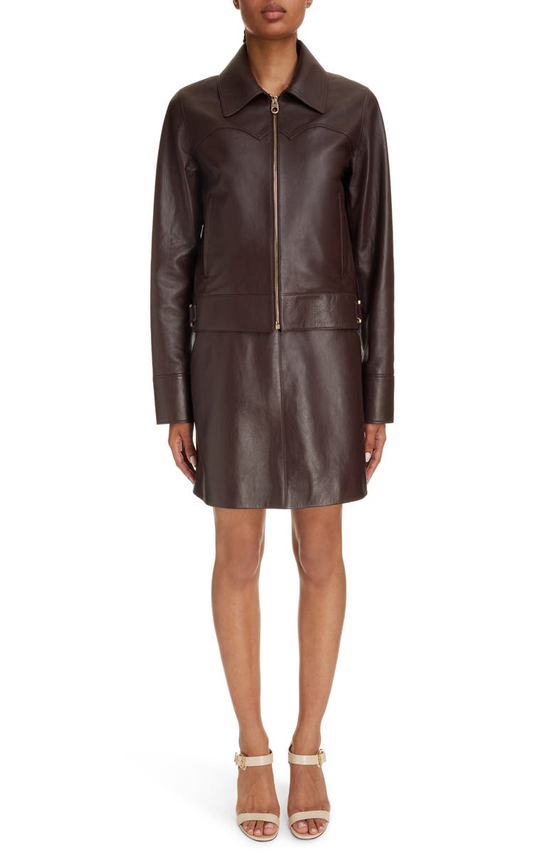 Chloé Marcie Buckle Belted Leather A-Line Miniskirt | Nordstromrack