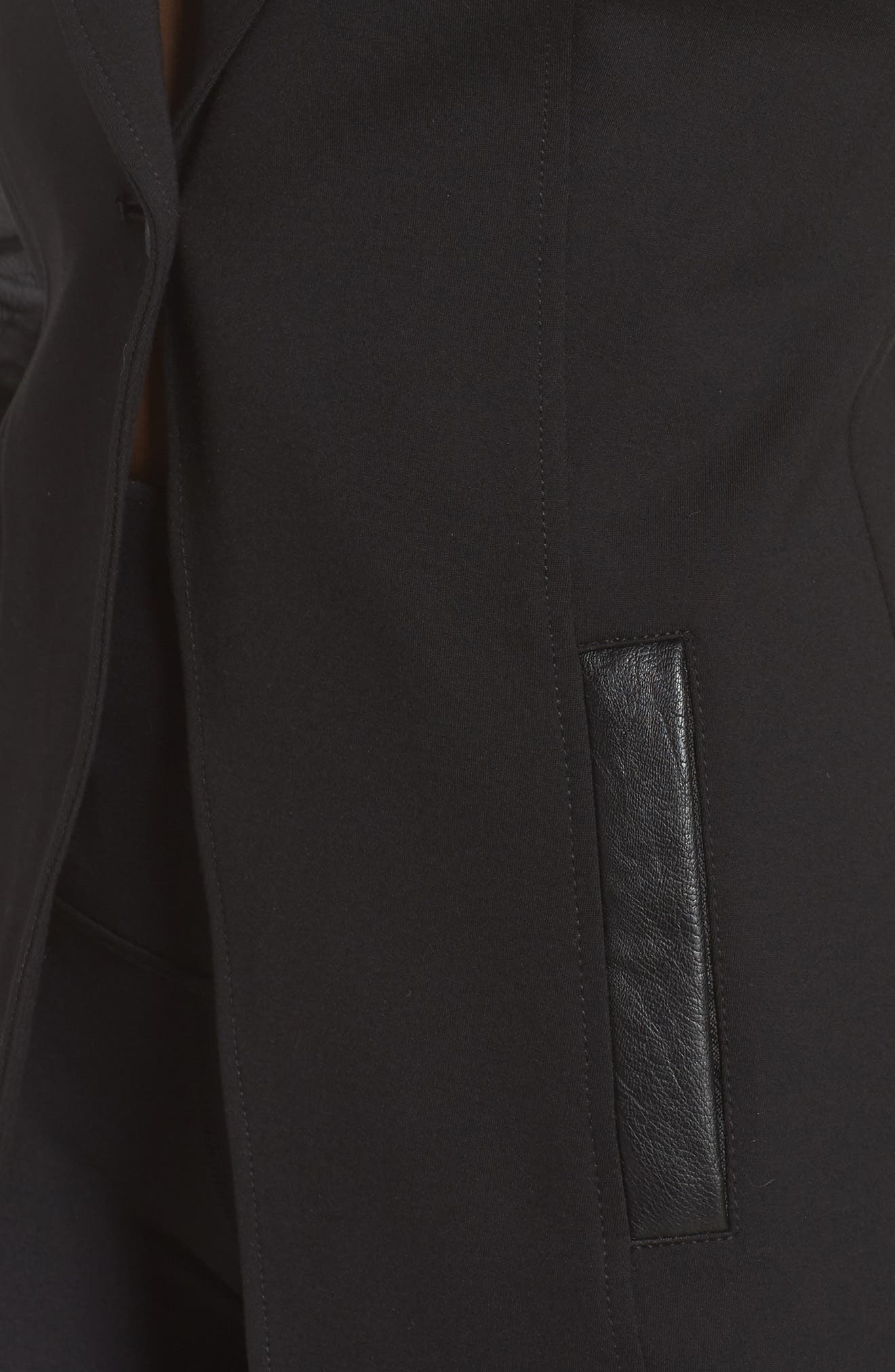 Blanc Noir Hooded Moto Blazer with Faux Leather Sleeves | Nordstrom