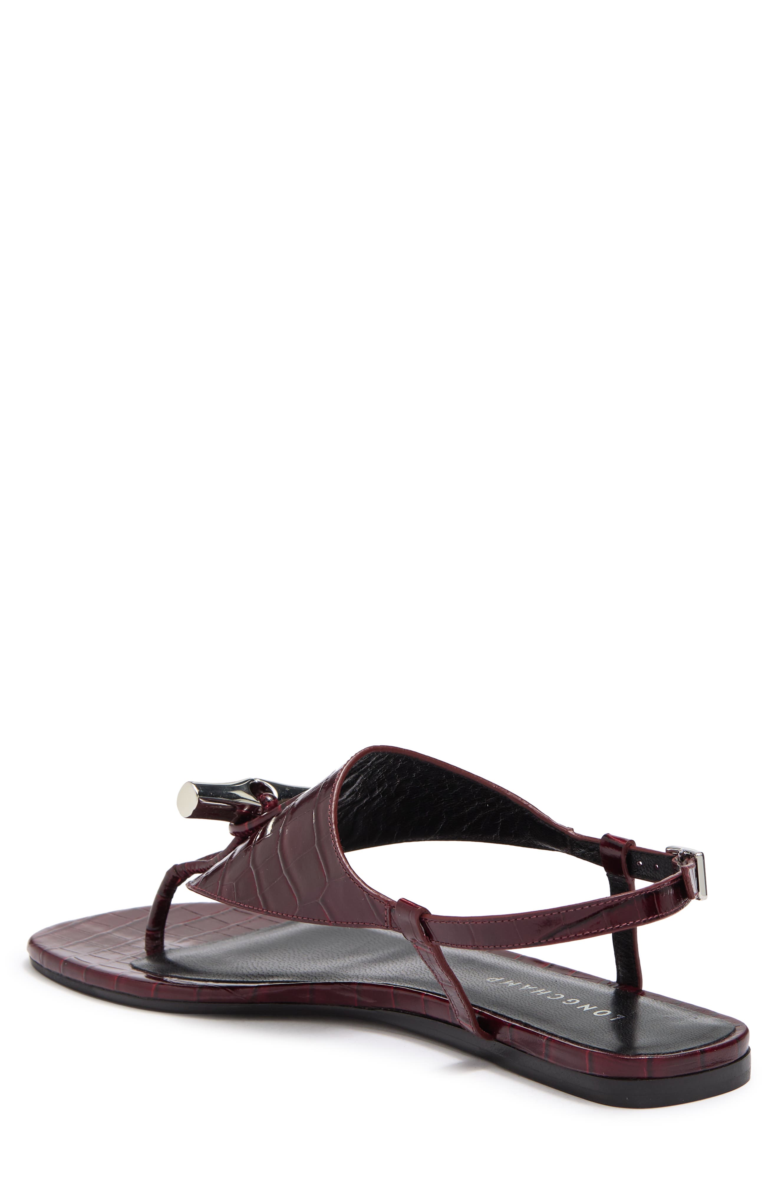 Longchamp Triangle Shield Croc Embossed Leather Sandal (Women ...