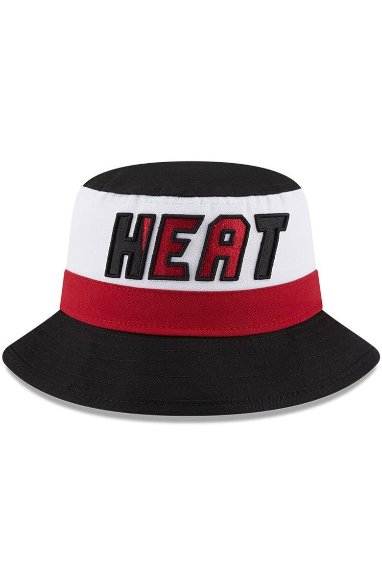 New Era Men's New Era White/Black Miami Heat Back Half Bucket Hat ...