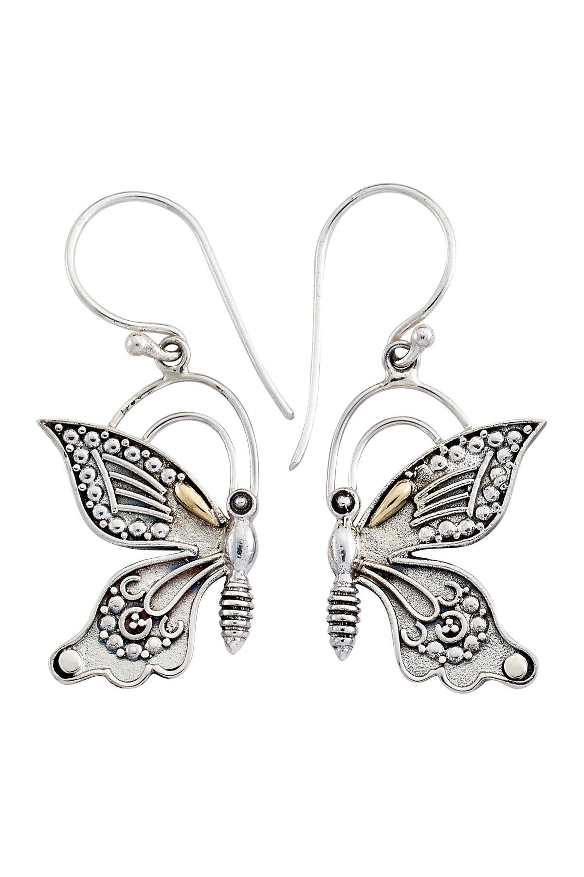 SAMUEL B. Sterling Silver & 18K Gold Butterfly Drop Earrings ...