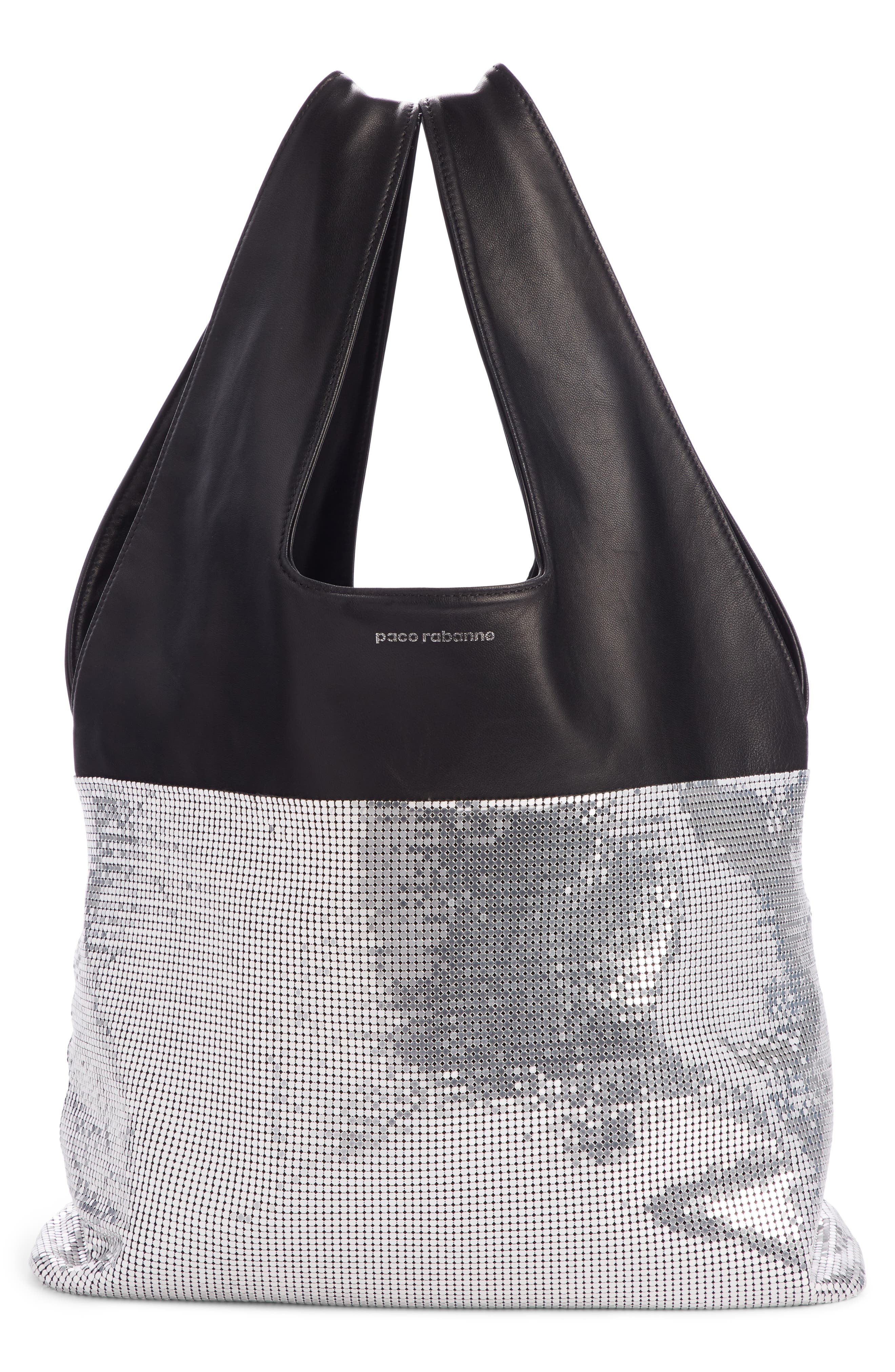Rabanne paco rabanne Mini Lambskin Leather & Mesh Shopper | Nordstrom