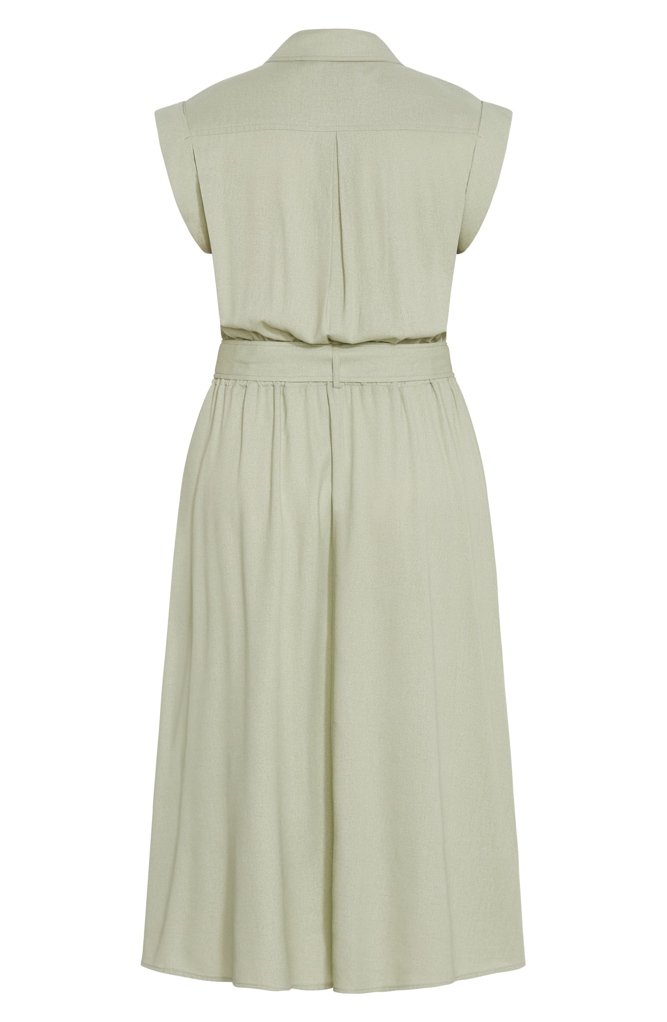 City Chic Cap Sleeve Utility Zip Midi Shirtdress | Nordstromrack