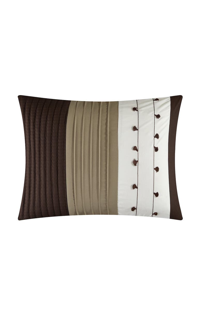 CHIC Lannie Color Block Pleated Embroidered Design King Comforter Set ...