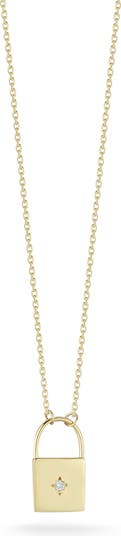 Ember Fine Jewelry 14K Gold Diamond Padlock Pendant Necklace ...