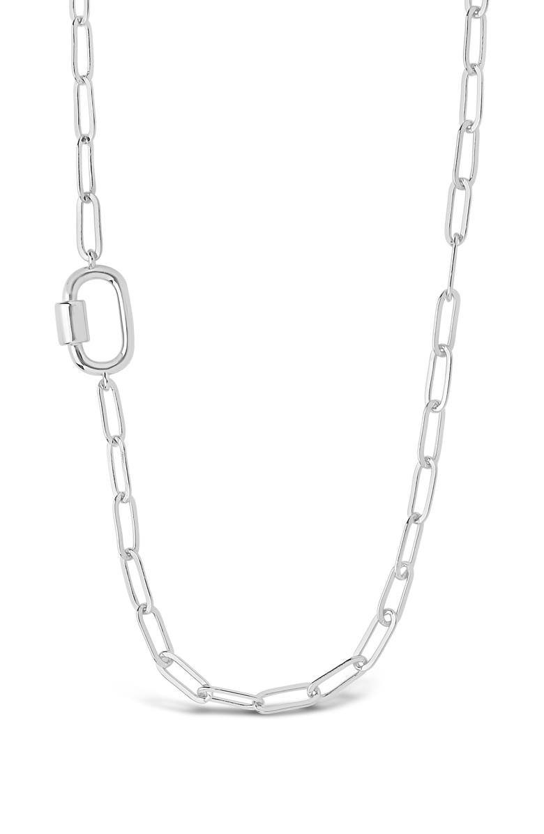 Sterling Forever Polished Carabiner Station Paper Clip Chain Necklace ...
