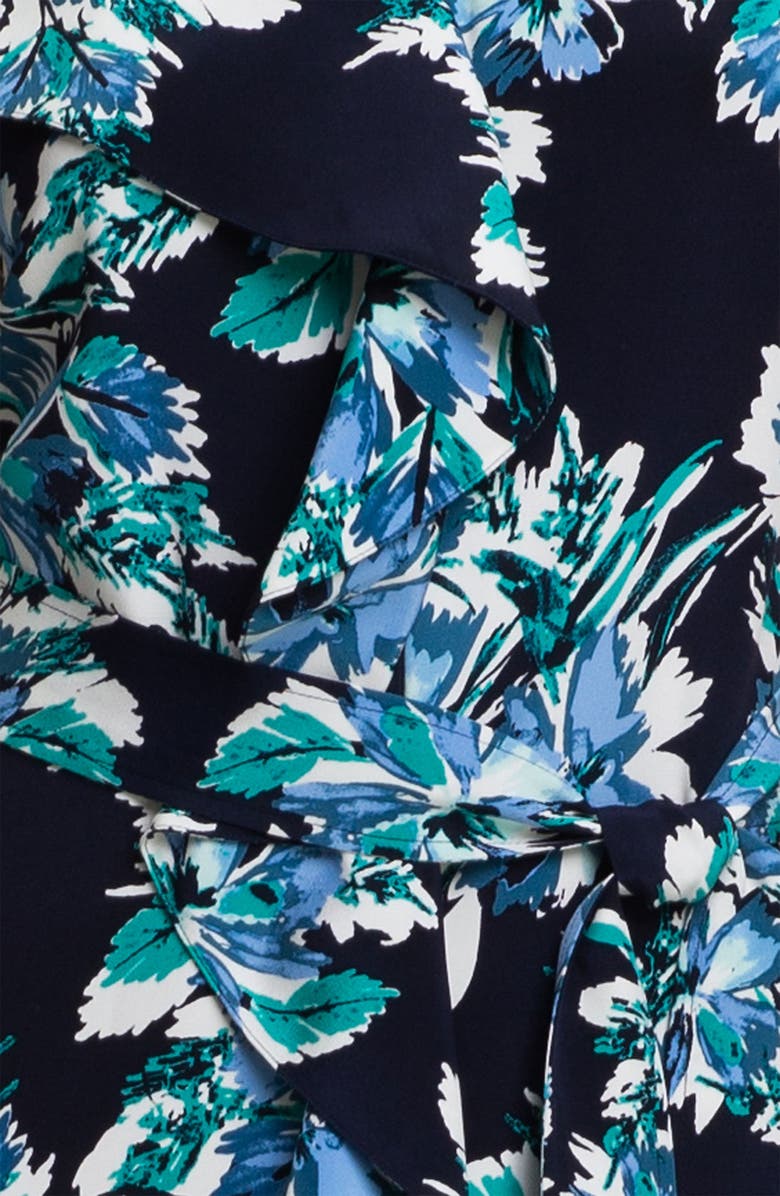 St. John Collection Belted Hibiscus Print Silk Dress | Nordstrom