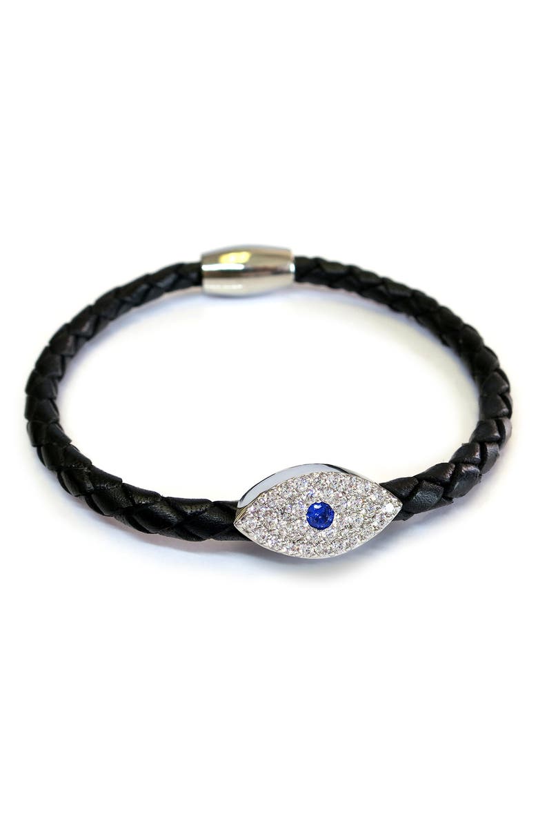 Liza Schwartz Evil Eye Pavé CZ Braided Leather Bracelet | Nordstromrack