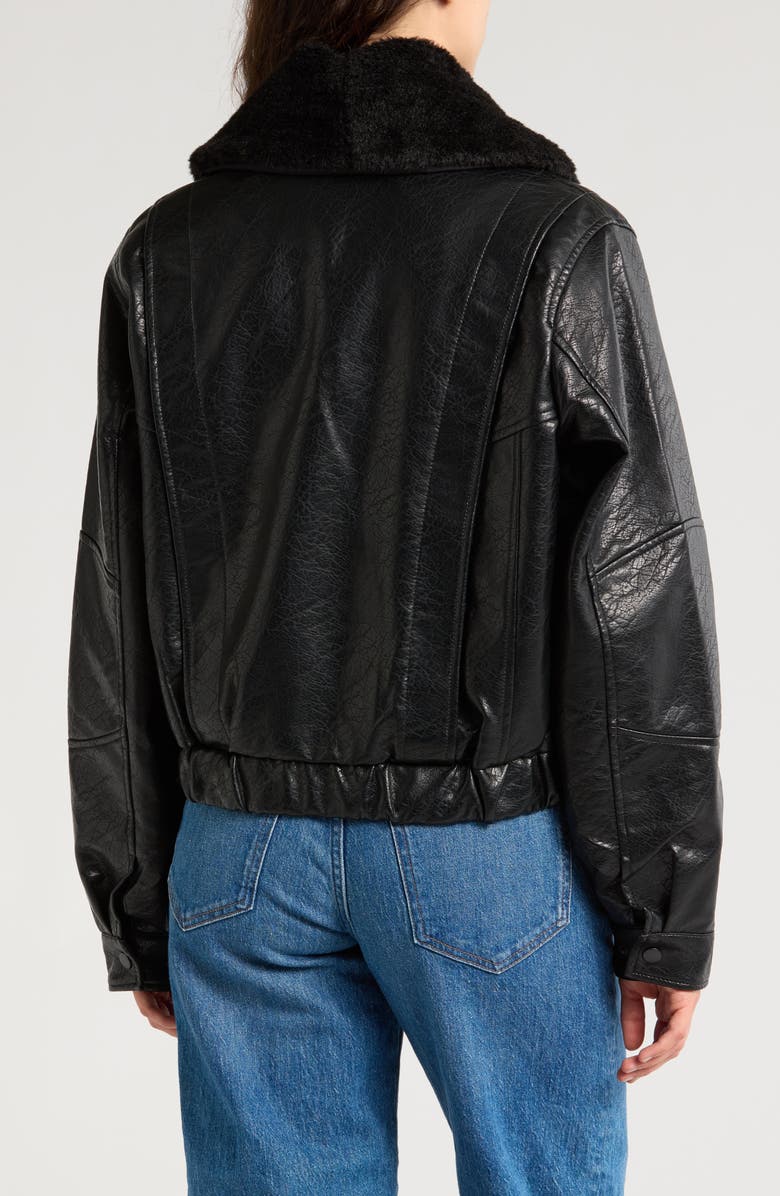 BLANKNYC In the Moment Faux Fur Collar Faux Leather Bomber Jacket ...