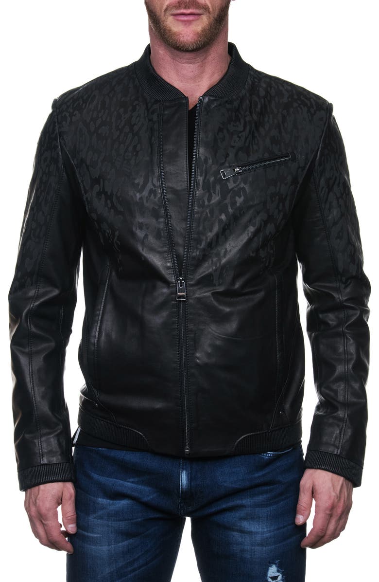 Maceoo Drips Leather Bomber Jacket | Nordstromrack
