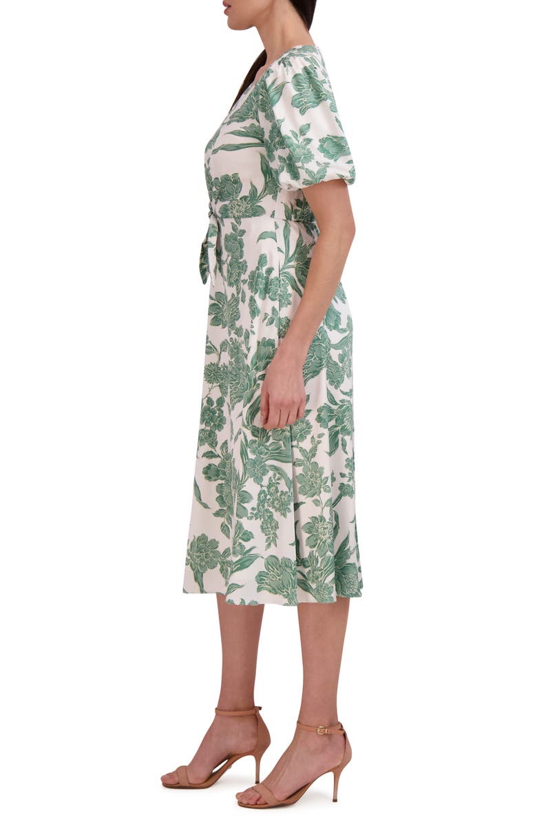 Julia Jordan Floral Puff Sleeve Tie Waist Midi Dress | Nordstromrack