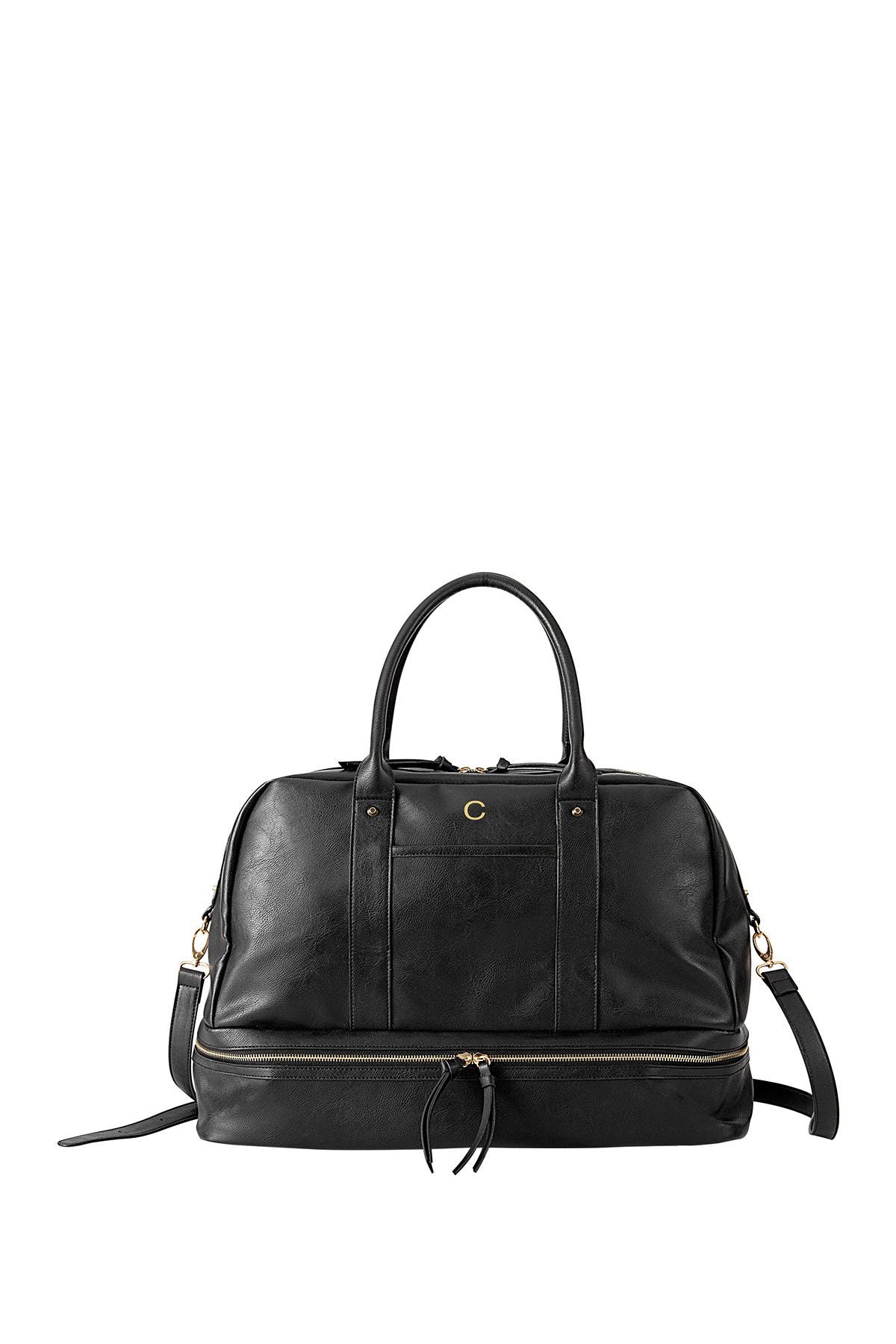 Cathy's Concepts Personalized Black Vegan Leather Luggage Tote ...
