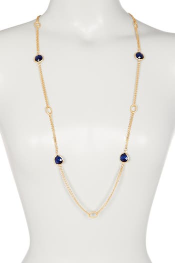 RIVKA FRIEDMAN 18K Gold Clad 2 Row Navy Blue Cat's Eye Crystal Cable ...