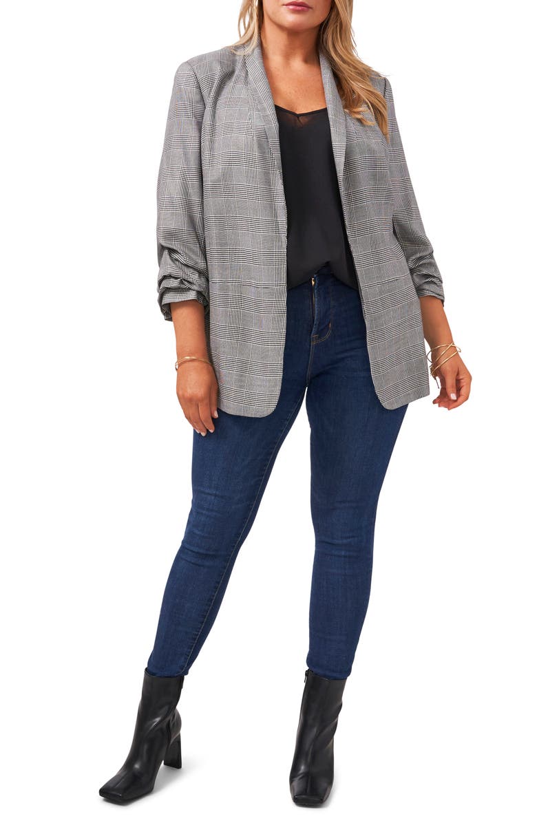 1.STATE Check Ruched Sleeve Blazer | Nordstromrack