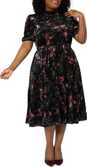 Leota Miranda Floral Velvet Midi Dress | Nordstrom