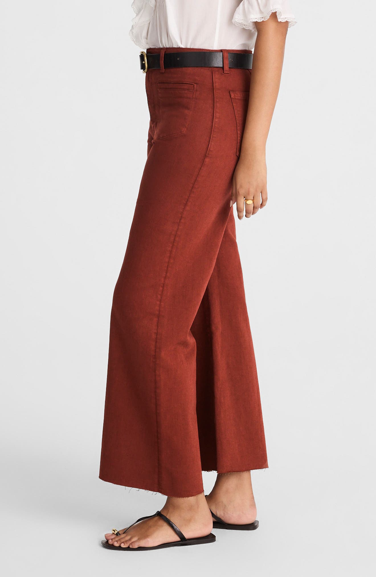Madewell Garment Dye Patch Pocket Raw Hem Crop Flare Wide Leg Jeans ...