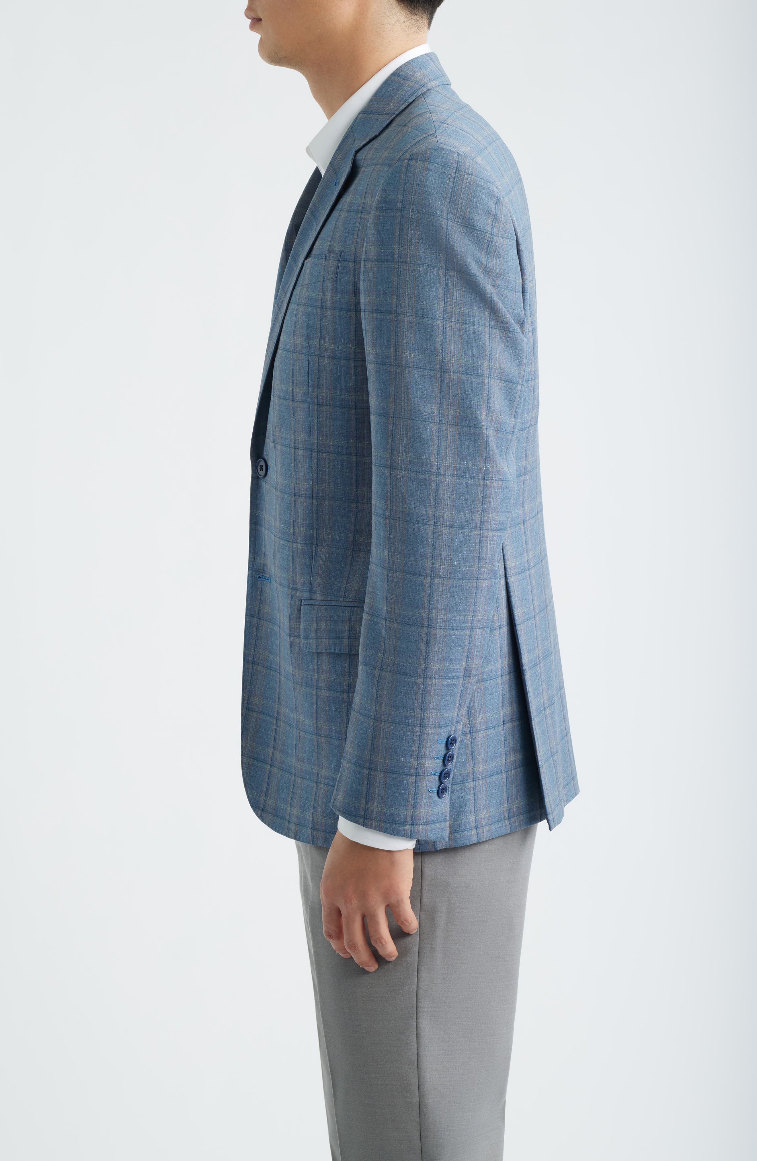 Emporio Armani Dusty Teal Check Virgin Wool Sport Coat | Nordstrom