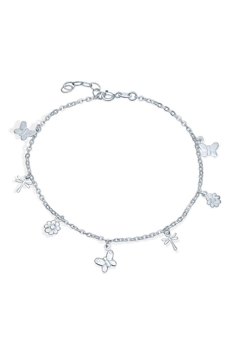 BLING JEWELRY Sterling Silver Butterfly & Dragonfly Anklet | Nordstromrack