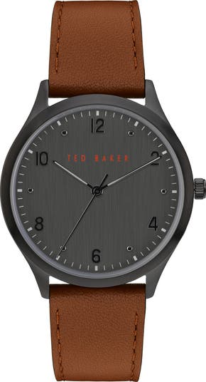 Ted Baker Three Hand Quartz Leather Strap Watch, 20mm | Nordstromrack