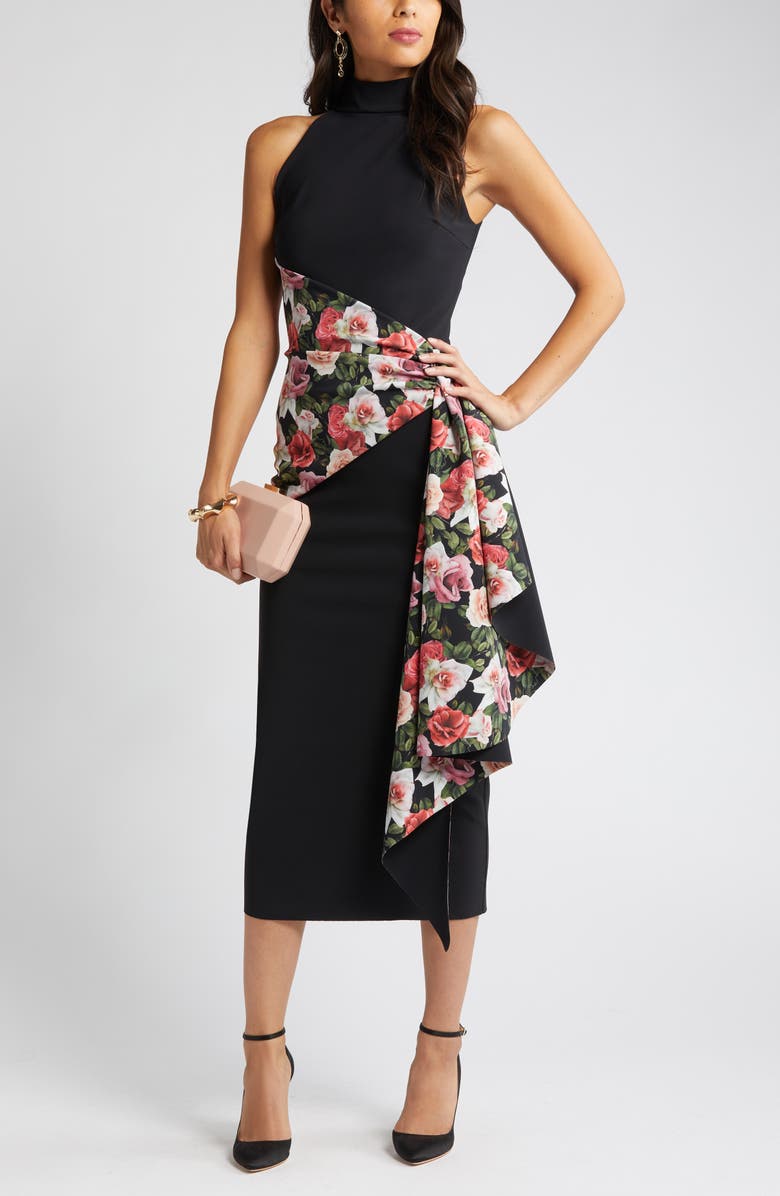 Chiara Boni La Petite Robe Gudairi Floral Panel Cascade Detail Halter ...