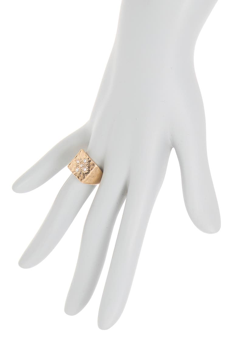 Melrose and Market Inset Crystal Hammered Signet Ring | Nordstromrack
