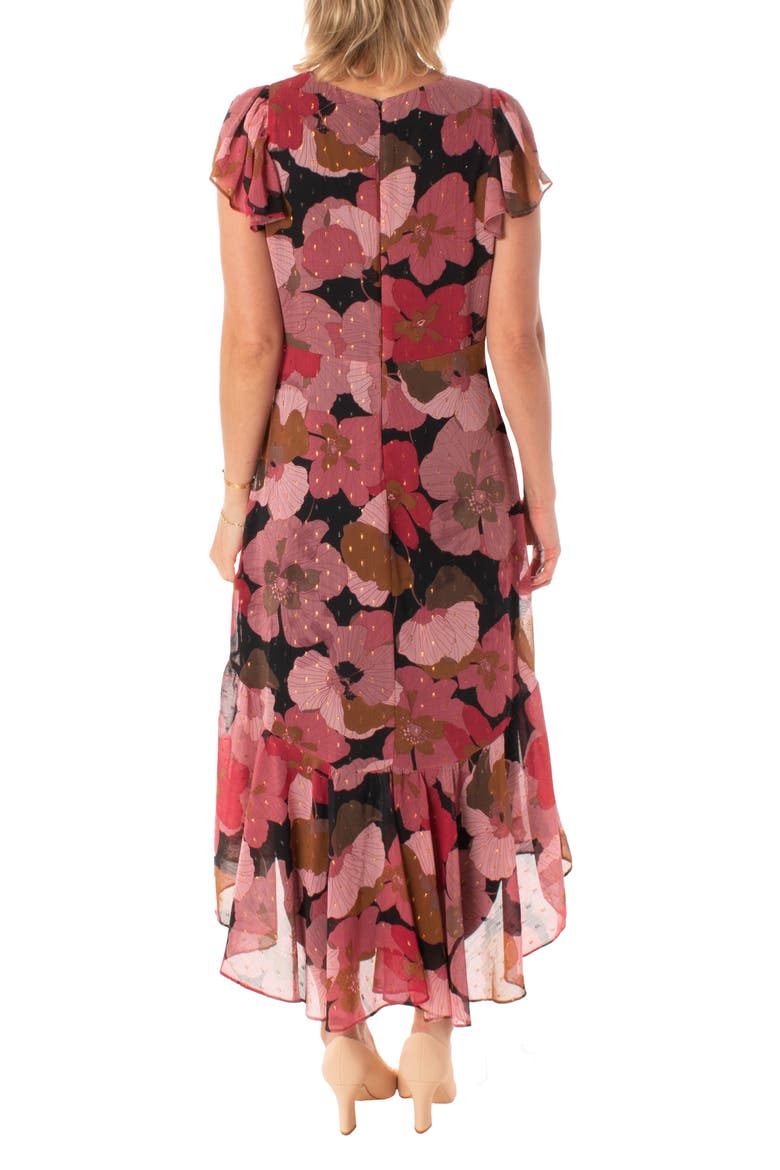 Floral Flutter Sleeve High-Low Midi Dress (Women) | Nordstromrack