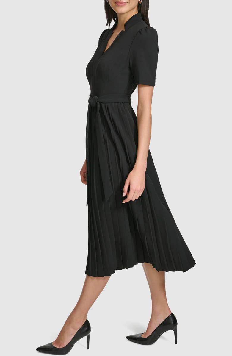 Calvin Klein Notch Collar Pleated Midi Dress | Nordstromrack