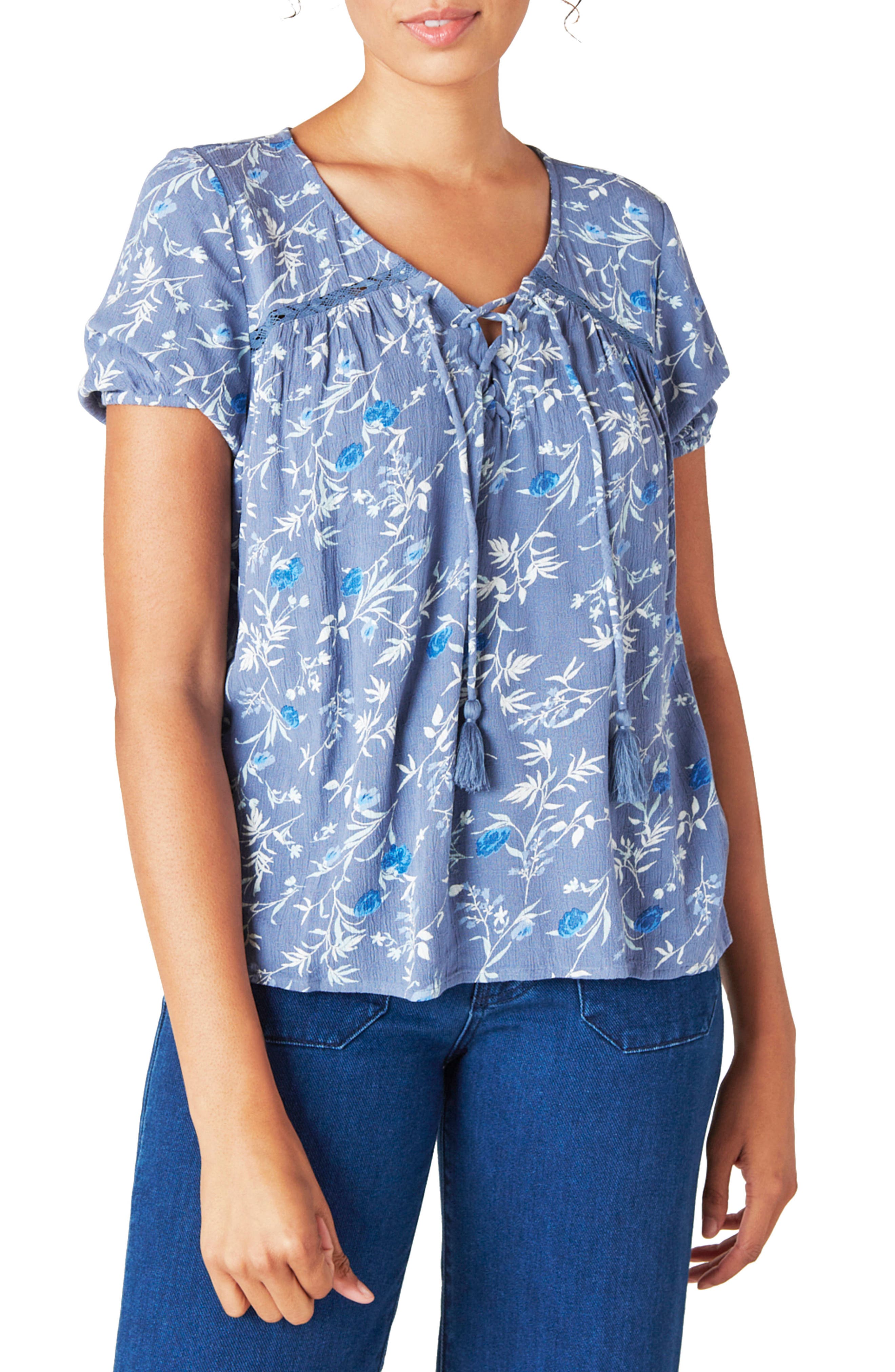 Lucky Brand Floral Lace-Up Top | Nordstromrack