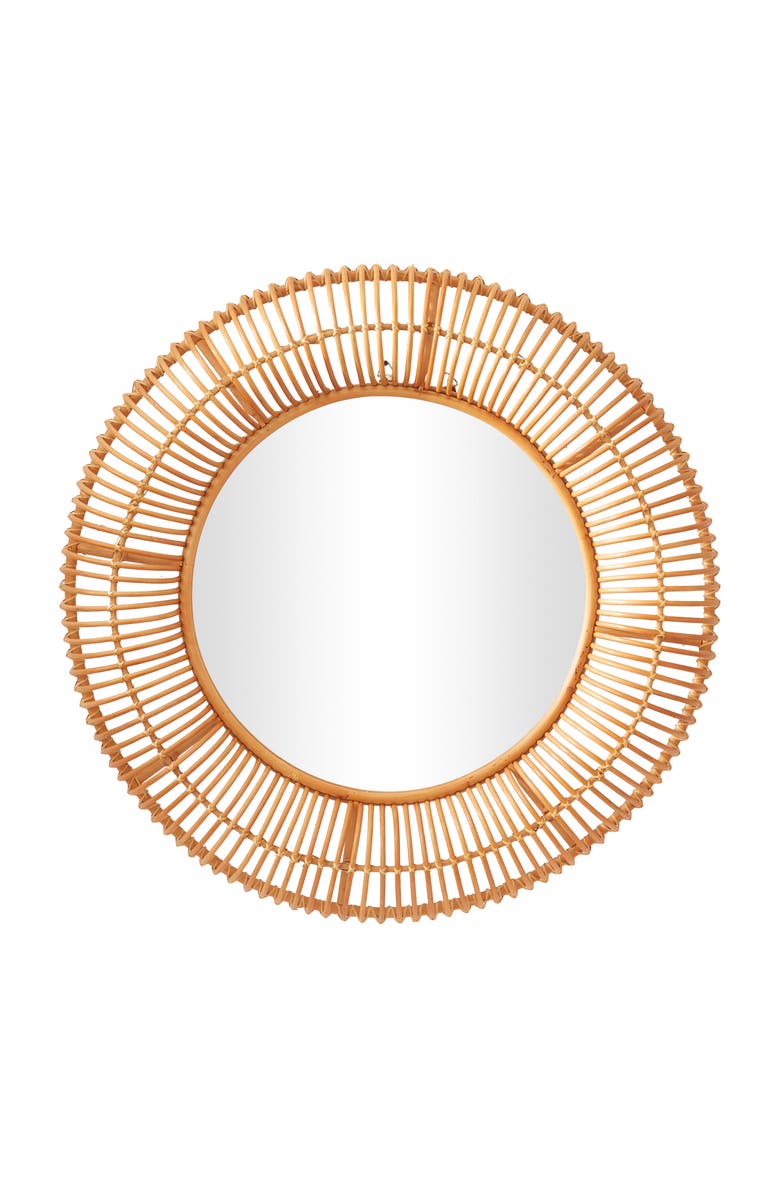 GINGER BIRCH STUDIO Brown Rattan Handmade Weaved Frame Wall Mirror ...