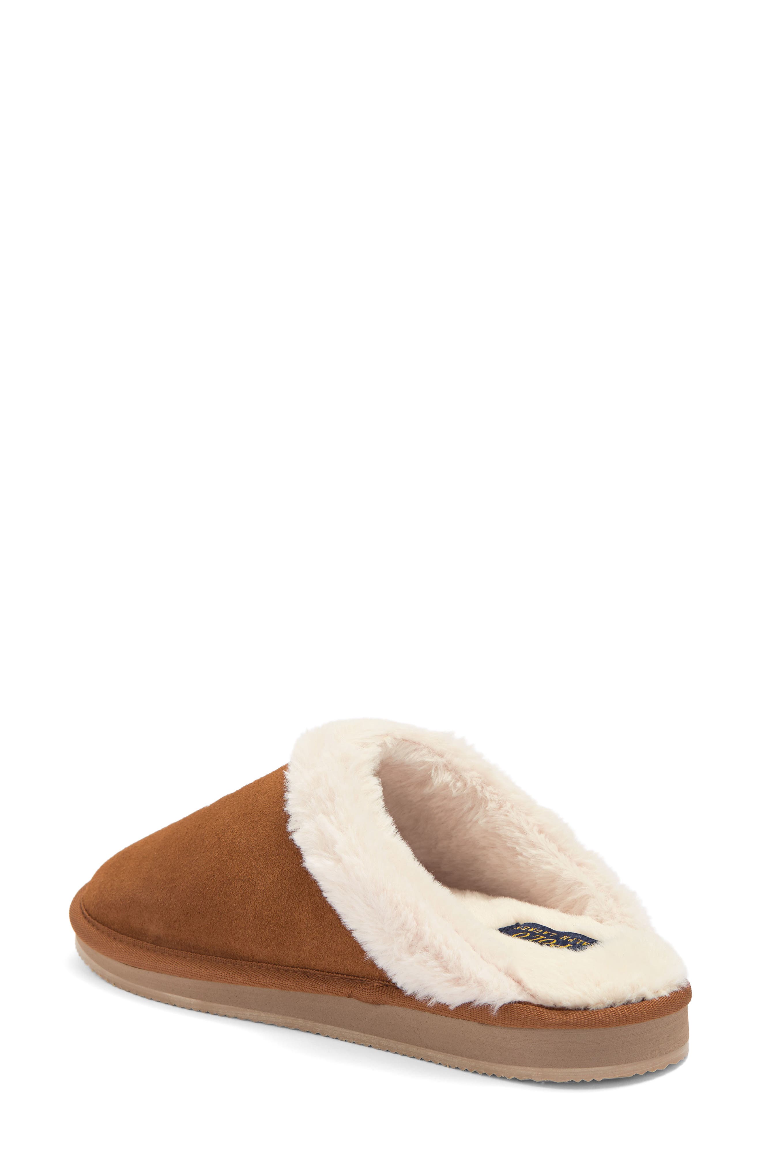 Polo Ralph Lauren Denim Bear Scruff Faux Shearling Slipper (Women ...