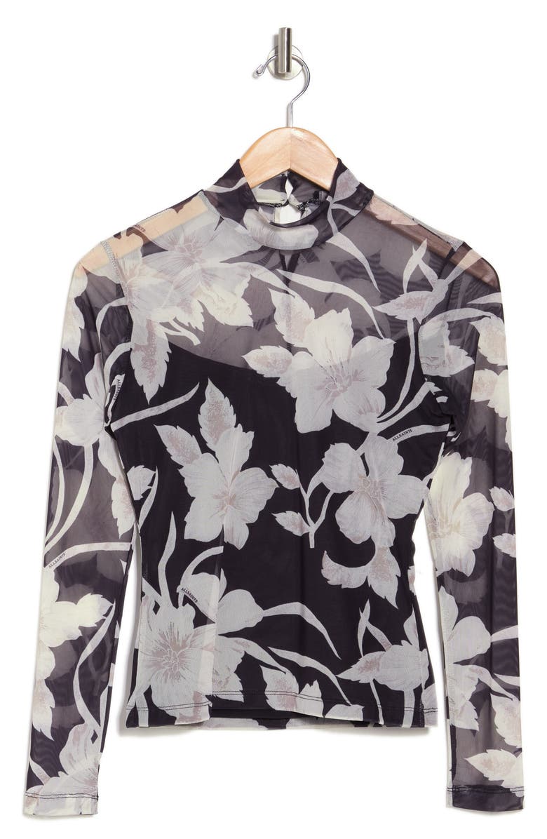 AllSaints Elia Jardin Long Sleeve Mesh Top | Nordstromrack