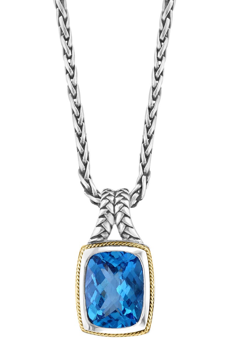EFFY 18K Yellow Gold & Sterling Silver Blue Topaz Pendant Necklace ...