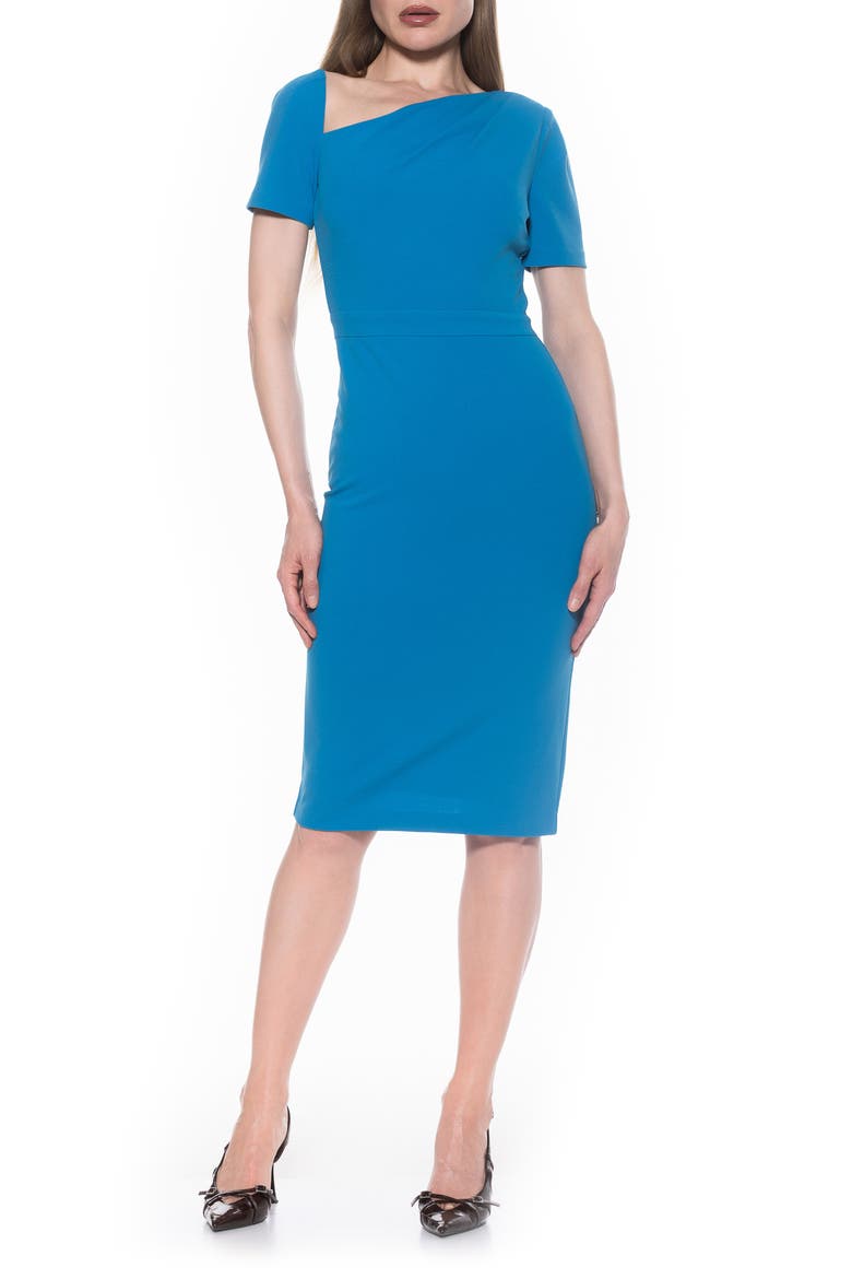Skylar Asymmetric Neck Short Sleeve Midi Dress (Women) | Nordstromrack