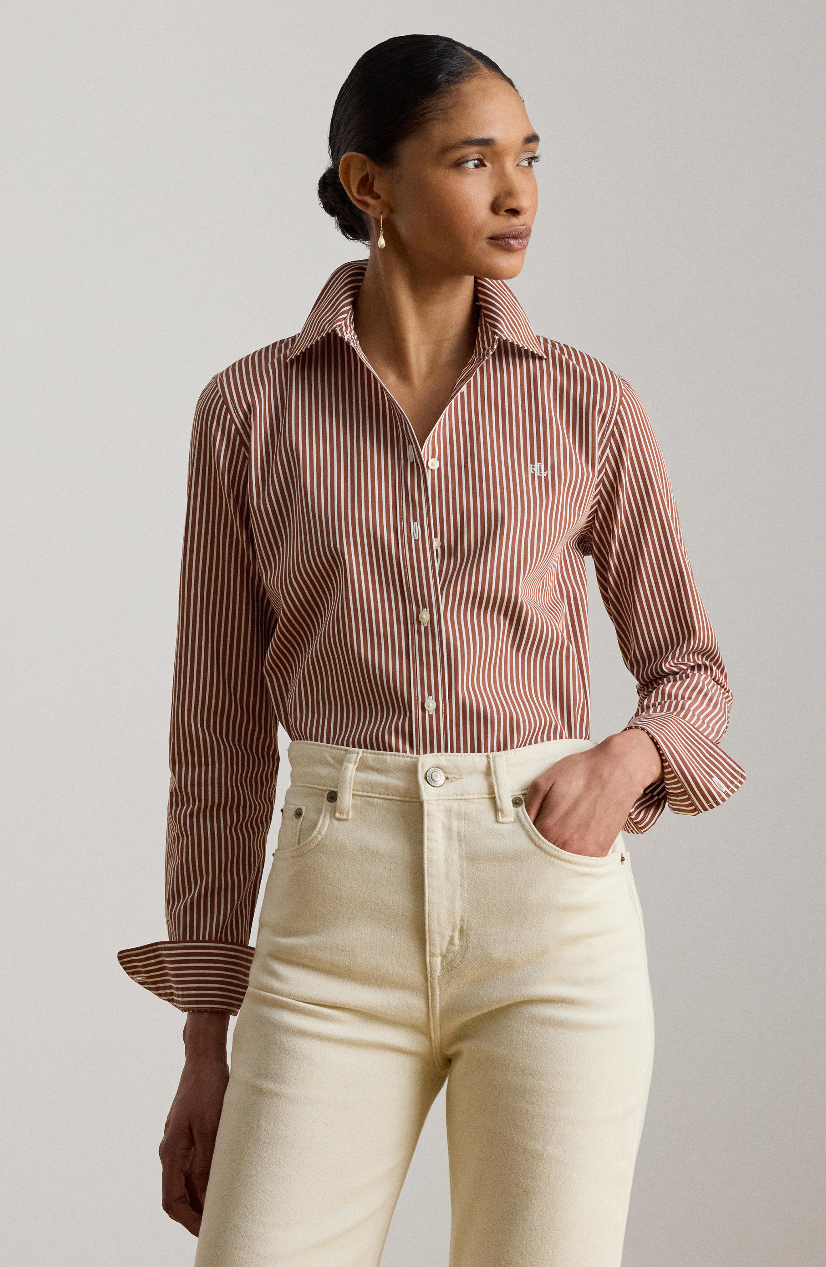 Lauren Ralph Lauren Classic Fit Stripe Cotton Broadcloth Button-Up ...