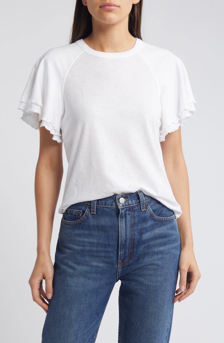 Nation LTD Flutter Sleeve Cotton T-Shirt | Nordstromrack