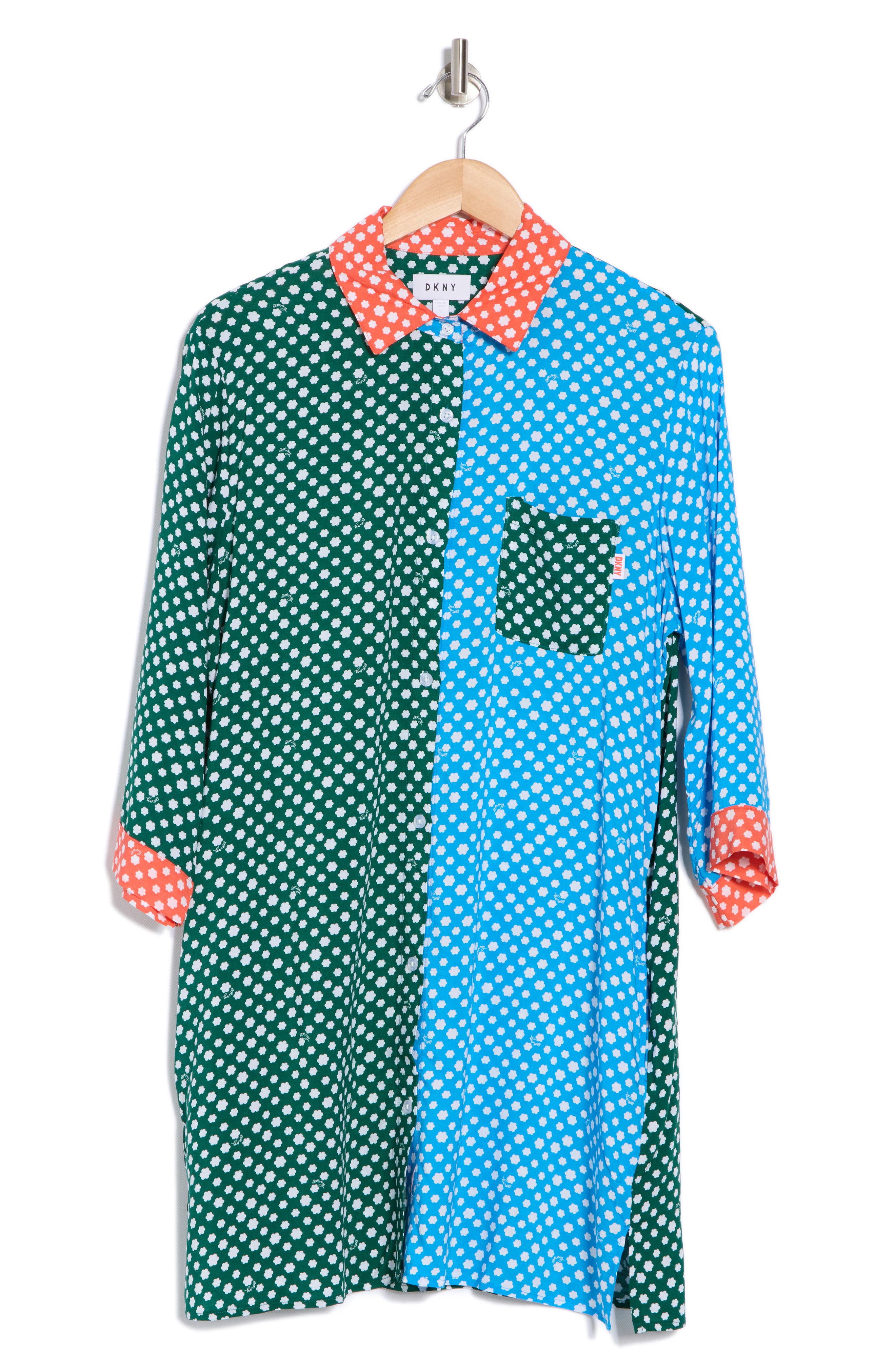 DKNY Colorblock Button-Up Nightgown | Nordstromrack