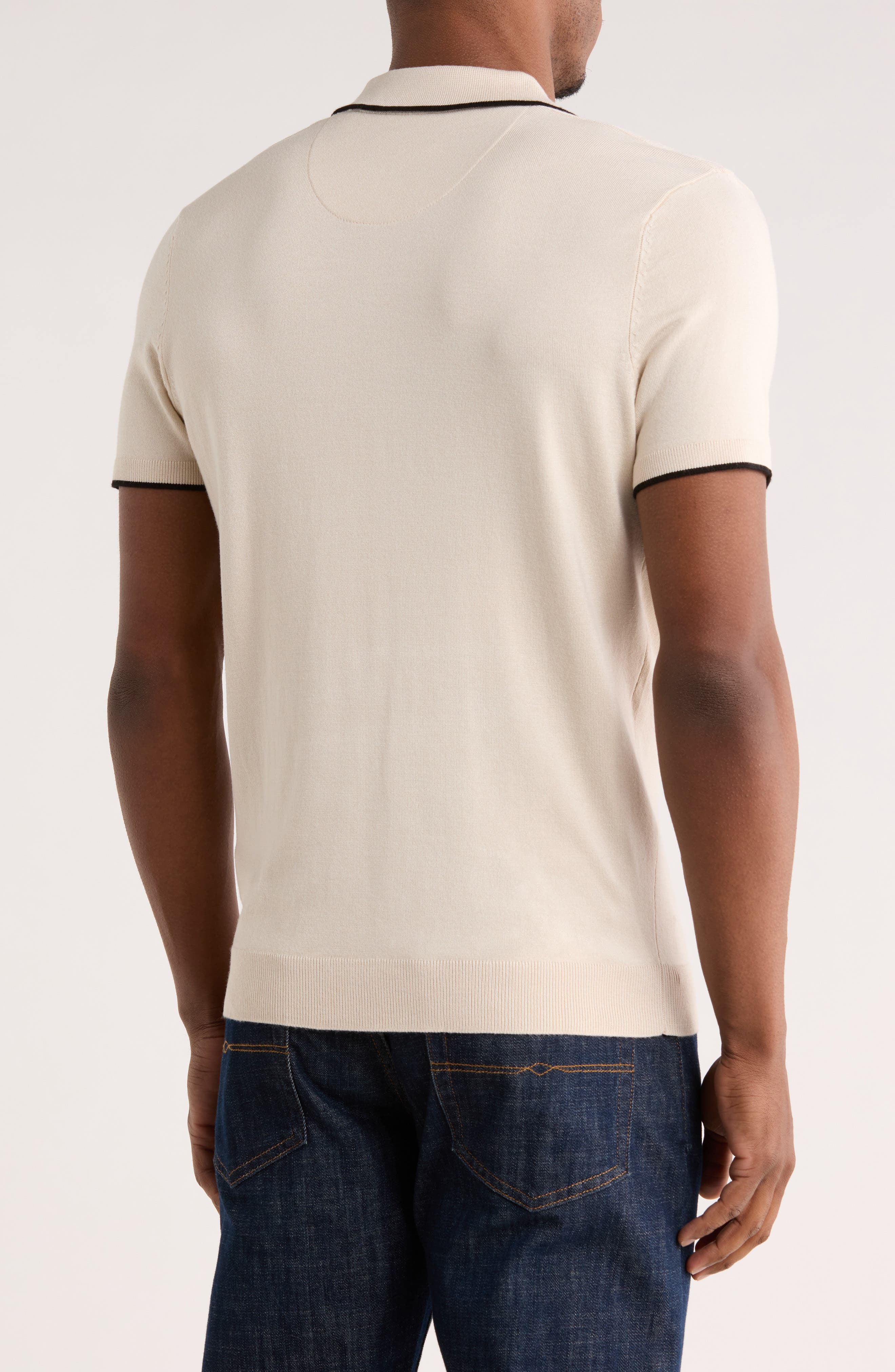 DENIM AND FLOWER Tipped Quarter Zip Polo Sweater | Nordstromrack