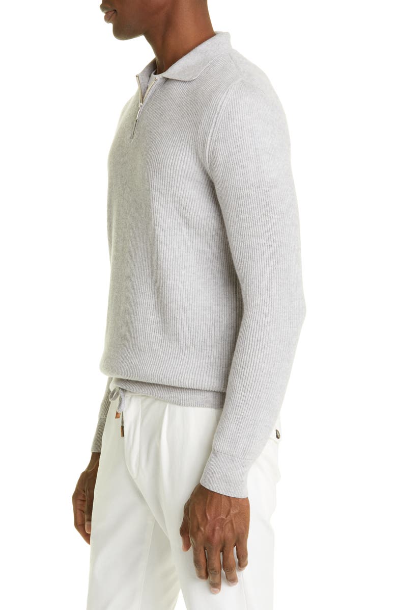 Eleventy Long Sleeve Fine Gauge Cashmere Zip Polo Sweater | Nordstrom