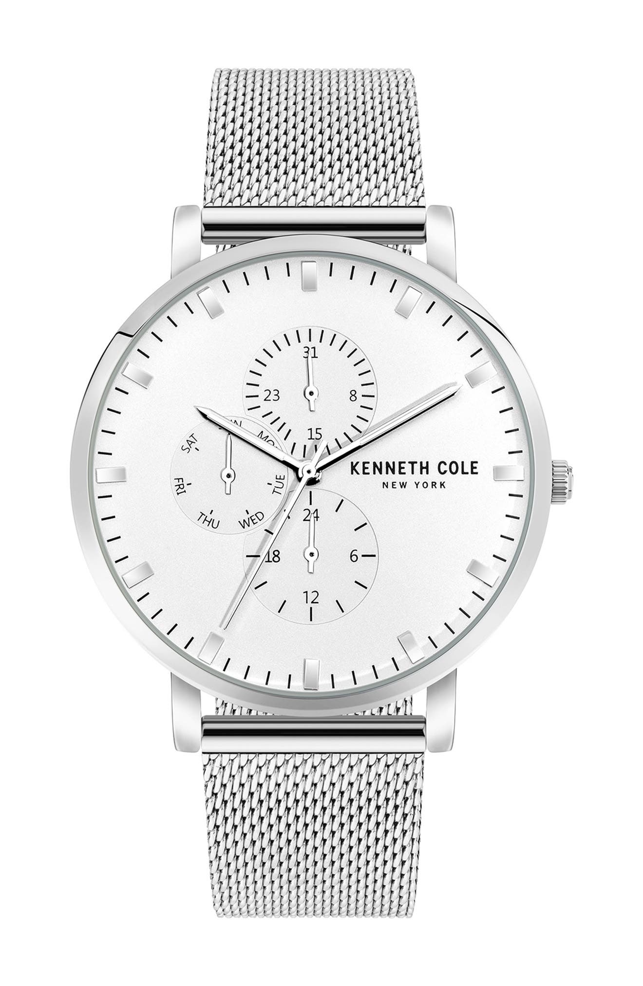 Kenneth Cole New York Men's Multi-Function 3 Eyes White Dial Stainless ...