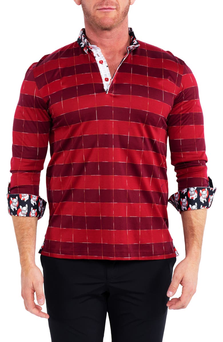 Maceoo Newton Block Red Stripe Button-Down Polo | Nordstromrack