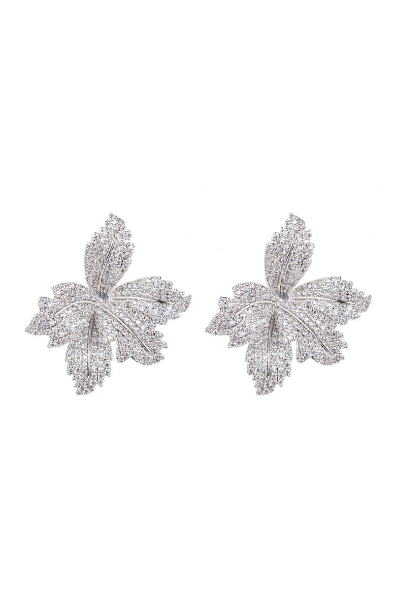 EYE CANDY LOS ANGELES Silver Leaf CZ Crystal Stud Earrings | Nordstromrack
