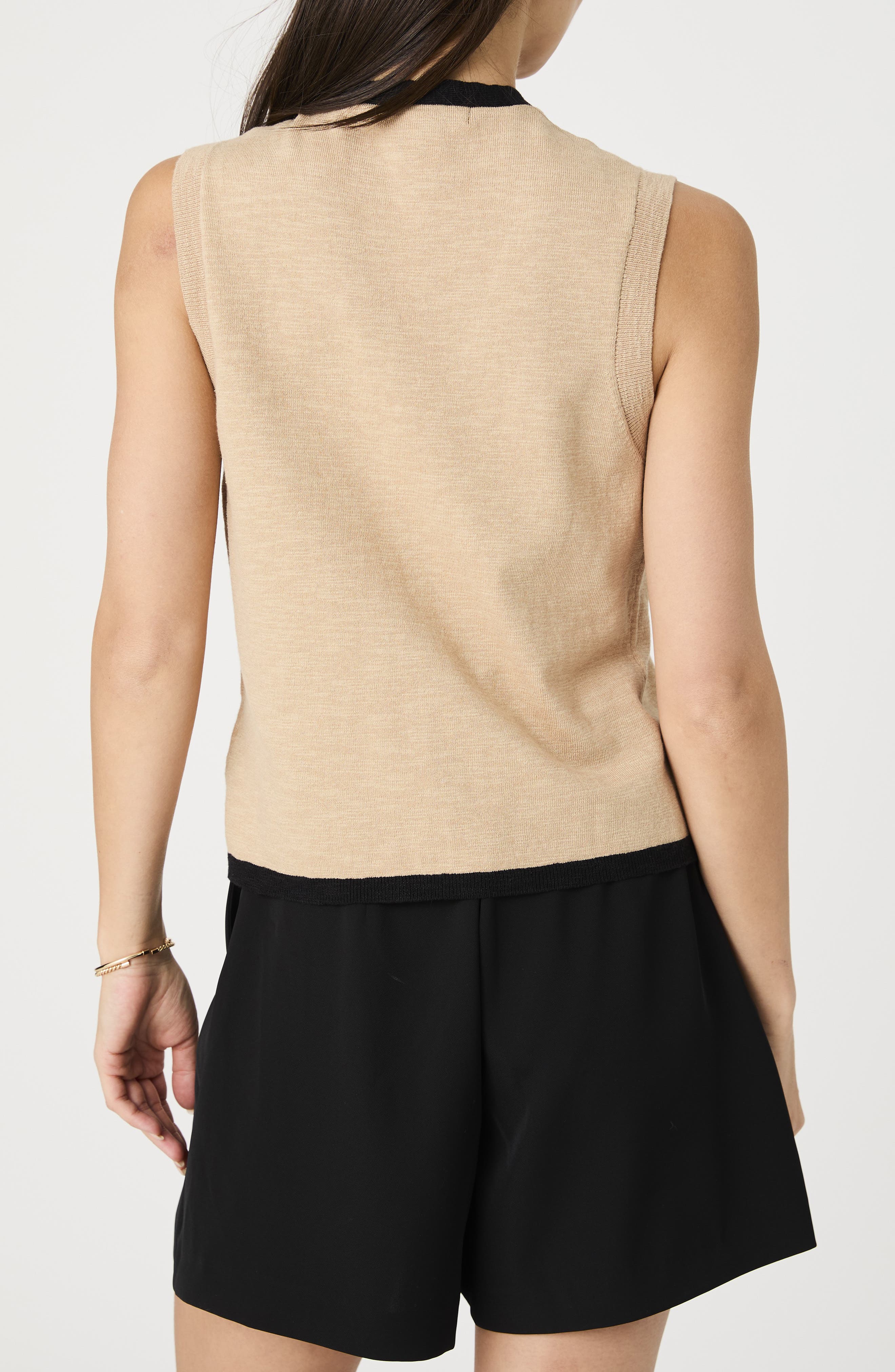 French Connection Tie Front Contrast Sweater Vest | Nordstromrack