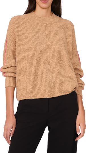 Halogen® Low Mock Neck Stripe Sleeve Sweater | Nordstromrack