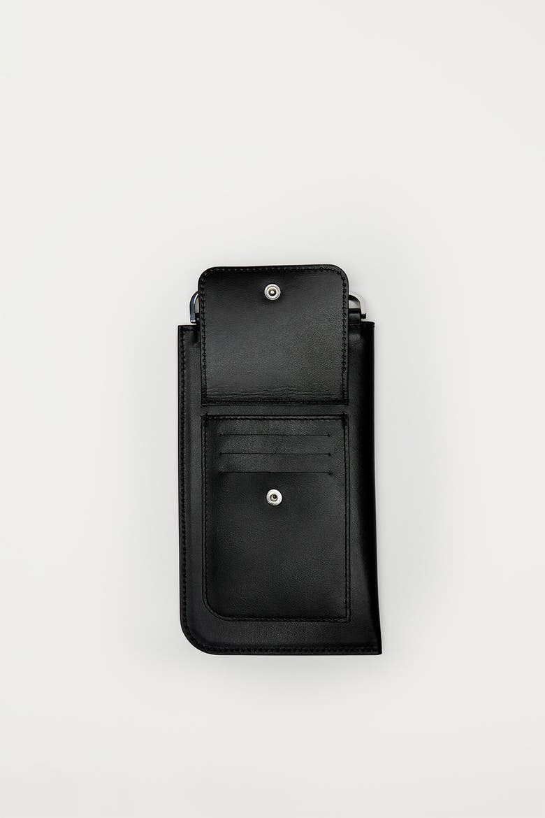 Arch Smooth Leather Phone Bag, Alternate, color, Black