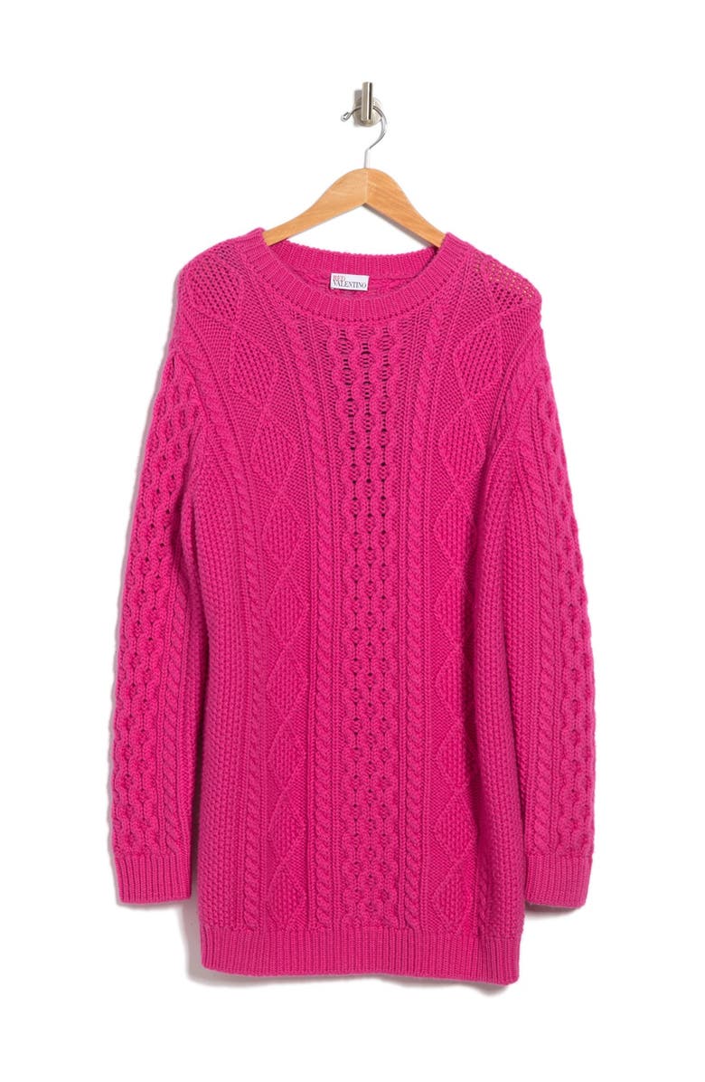 RED Valentino Back Graphic Cable Knit Wool Sweater Dress | Nordstromrack