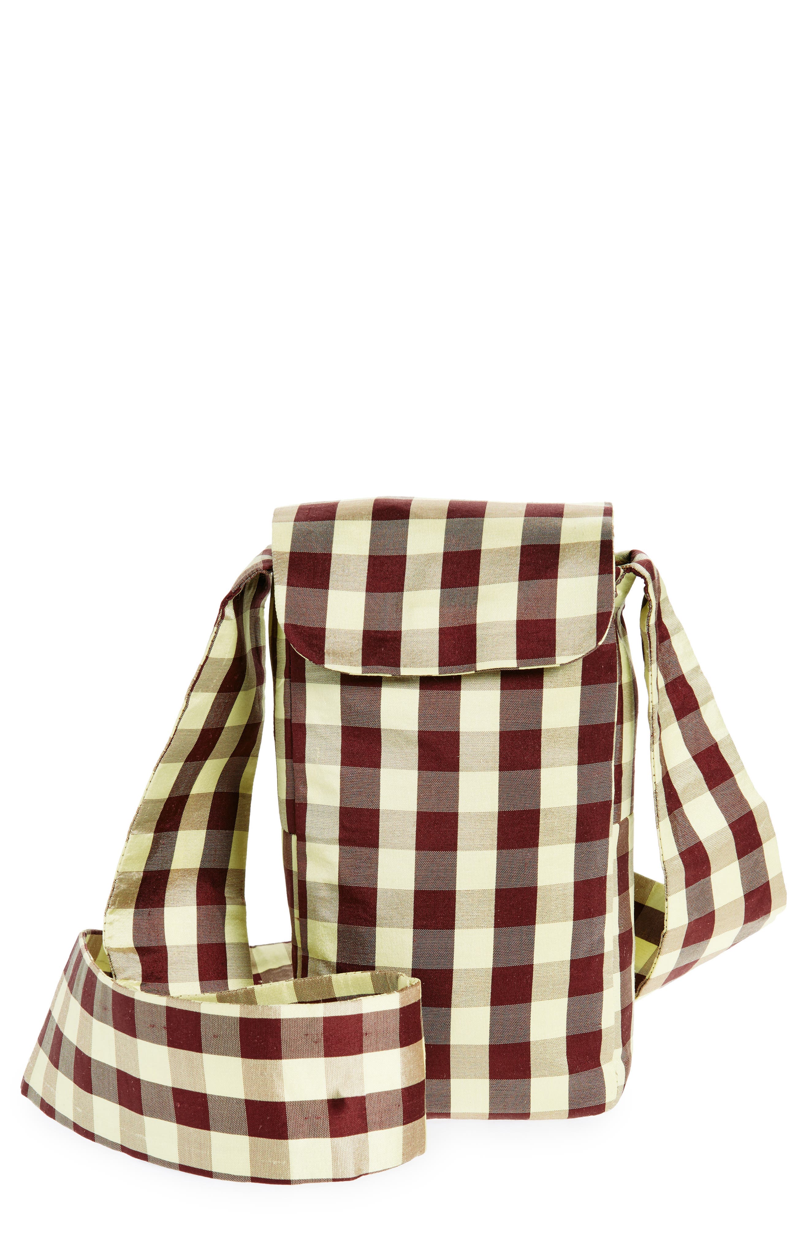 COMING OF AGE Gingham Silk Taffeta iPhone Crossbody Bag | Nordstromrack