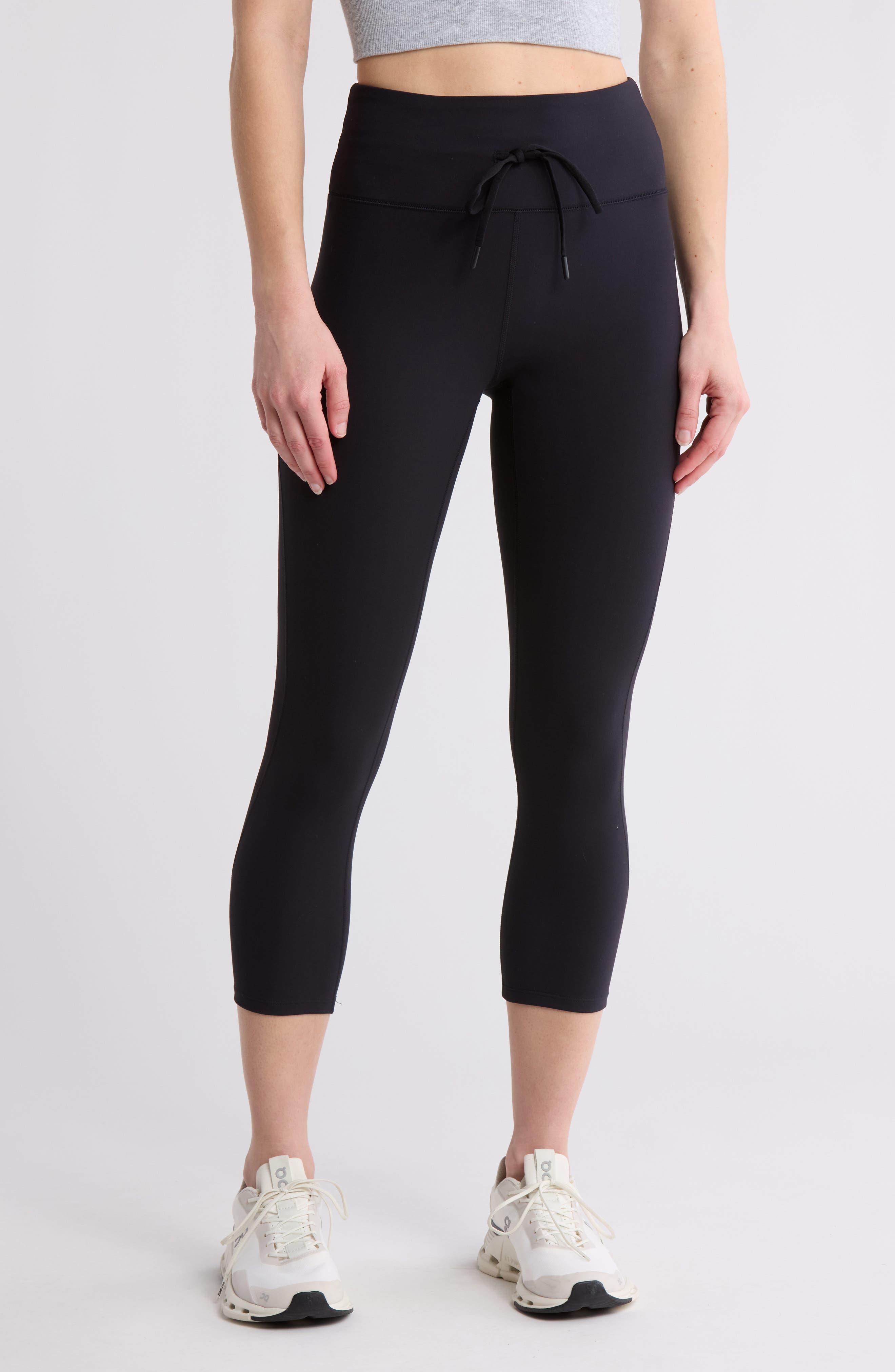 RBX Carbon Peached Interlock Drawstring Crop Leggings | Nordstromrack