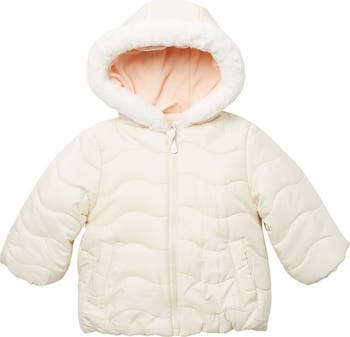 Kensie Girl Faux Fur Trim Wave Quilted Puffer Jacket | Nordstromrack